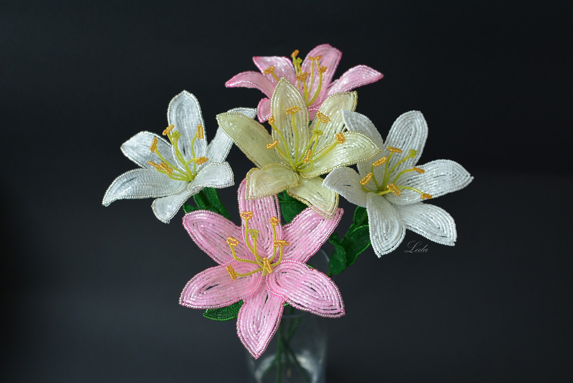 Beaded Lily French Beaded Flowers Lily Branch Easter Lily | Etsy