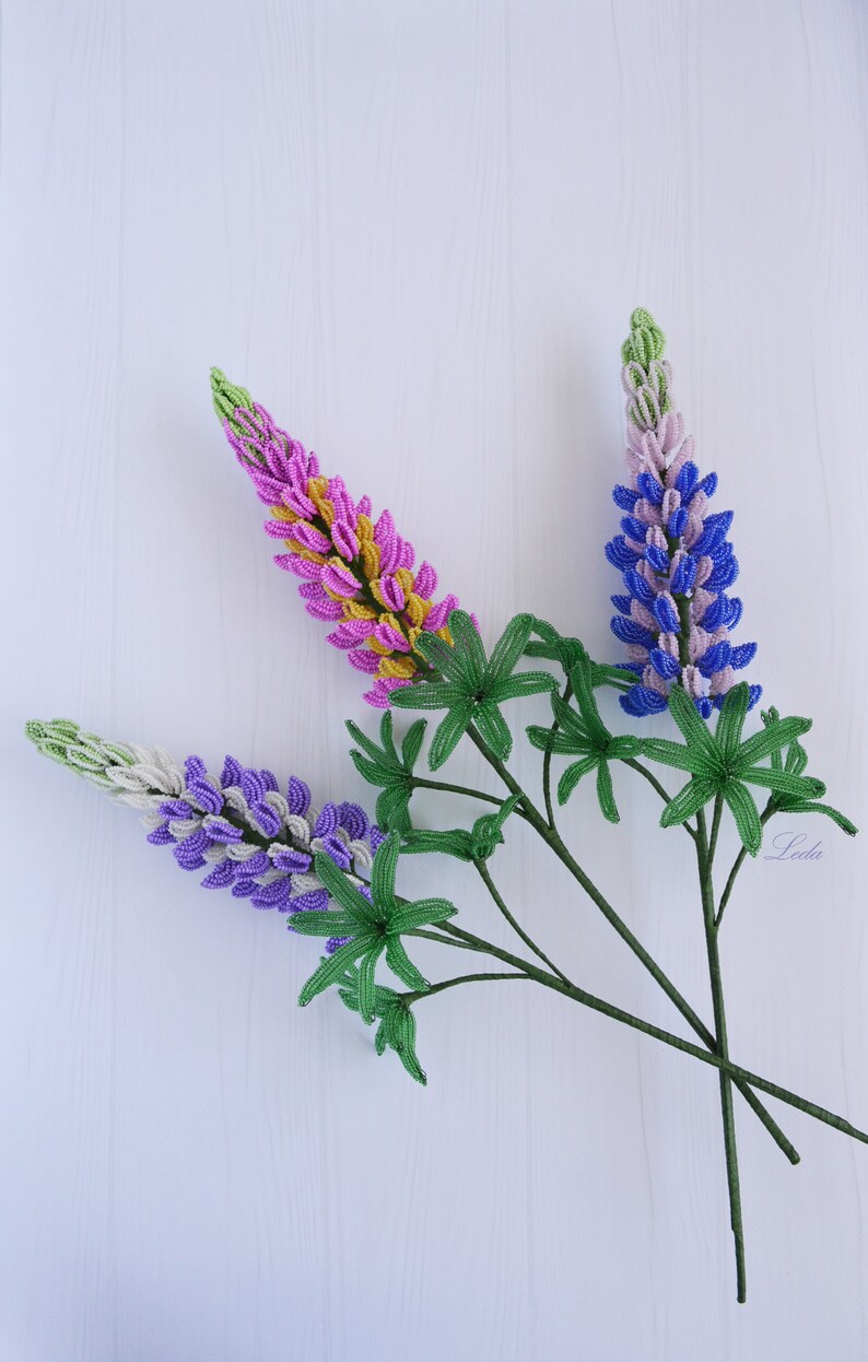 French Beaded Flowers Lupine of Beads Wild Flowers Flowers - Etsy