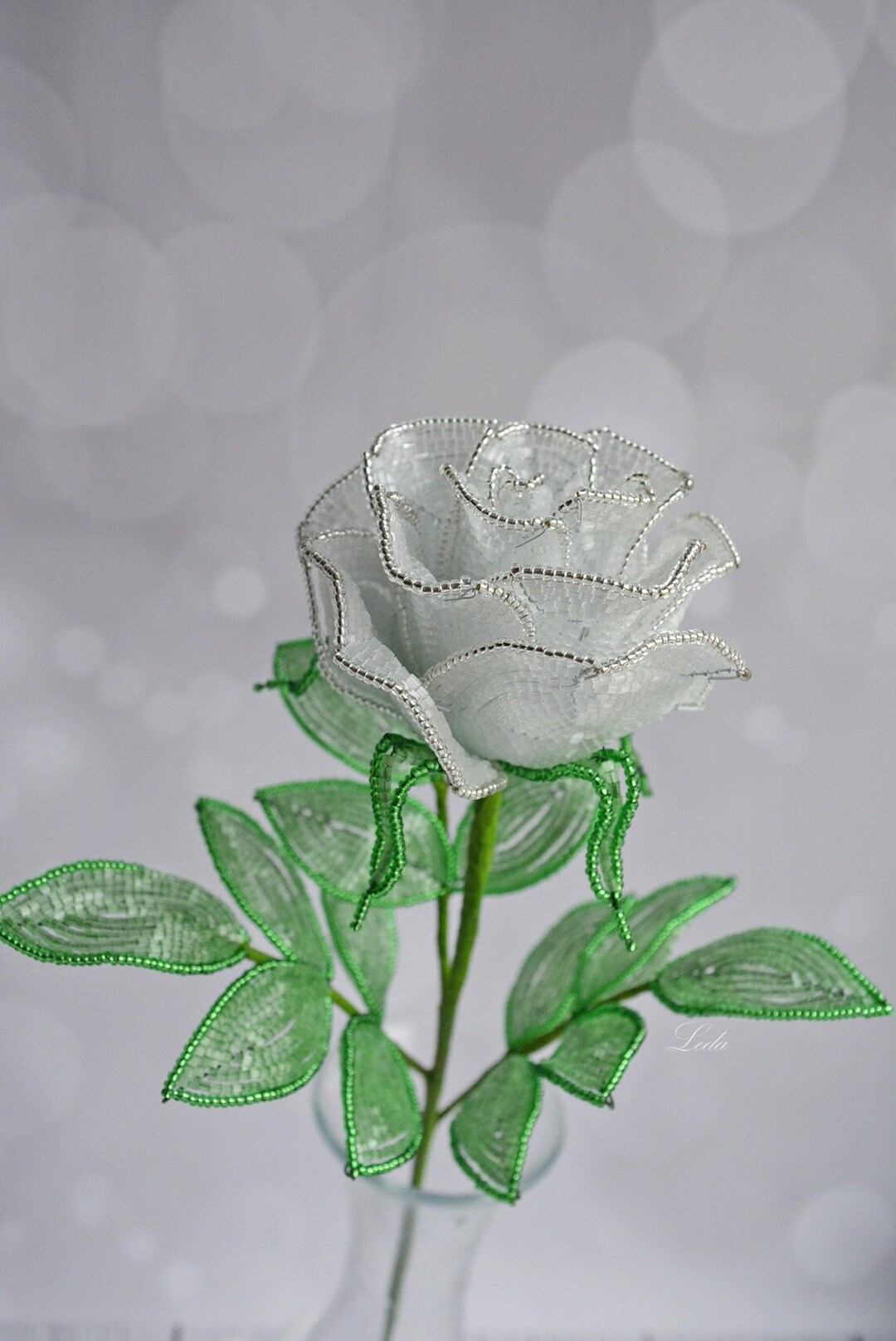 Beaded Rose, Pink Rose, Rose for a Vase, French Beaded Flower ...