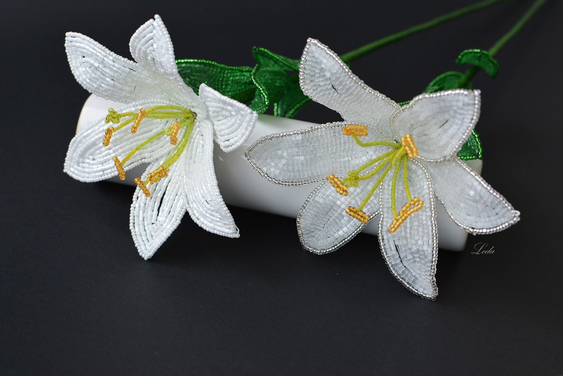 Beaded Lily French Beaded Flowers Lily Branch Easter Lily | Etsy