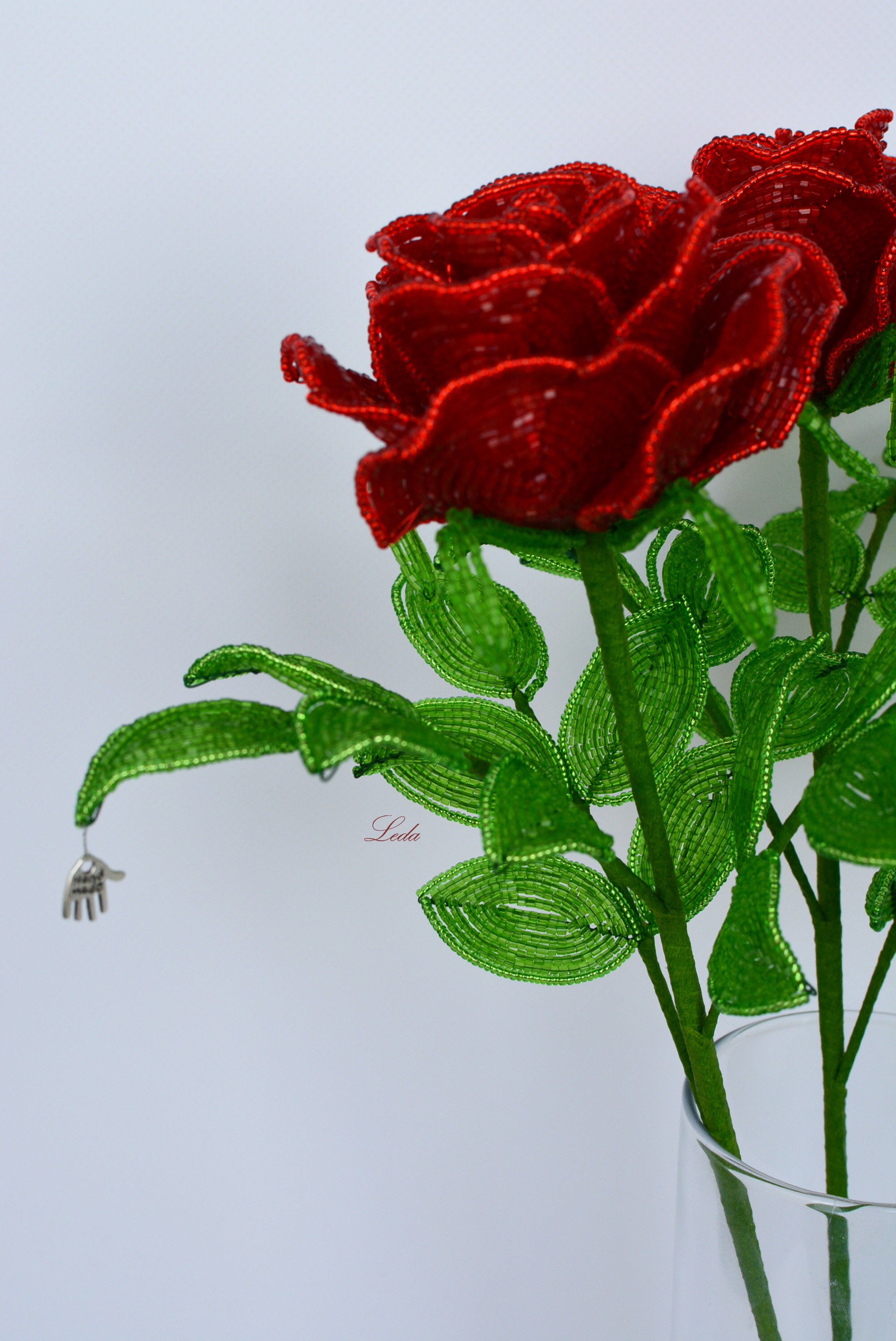 Beaded Rose French Beaded Flowers Stem Red Rose Eternal - Etsy