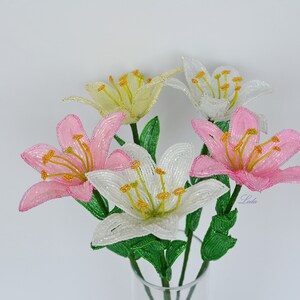 Beaded Lily, French Beaded Flowers, Lily Branch, Garden Lily, Easter ...