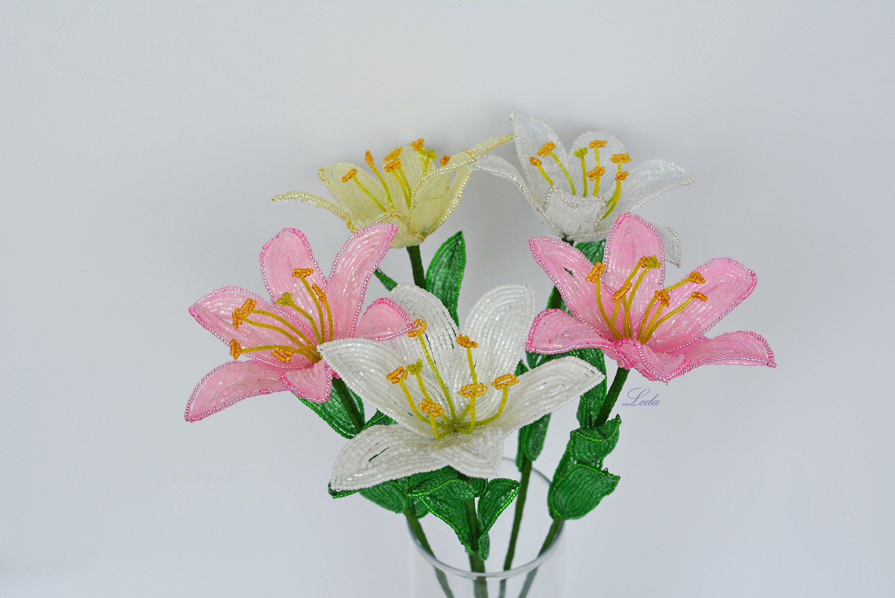 Beaded Lily French Beaded Flowers Lily Branch Garden Lily - Etsy UK