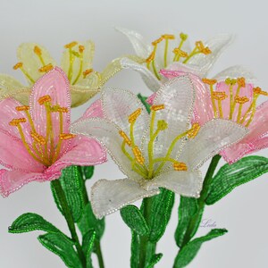 Beaded Lily, French Beaded Flowers, Lily Branch, Garden Lily, Easter ...