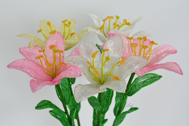 Beaded Lily French Beaded Flowers Lily Branch Garden Lily | Etsy