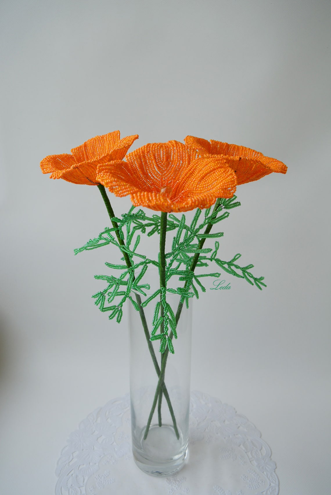 Bouquet of poppies french beaded flowers California Poppies | Etsy