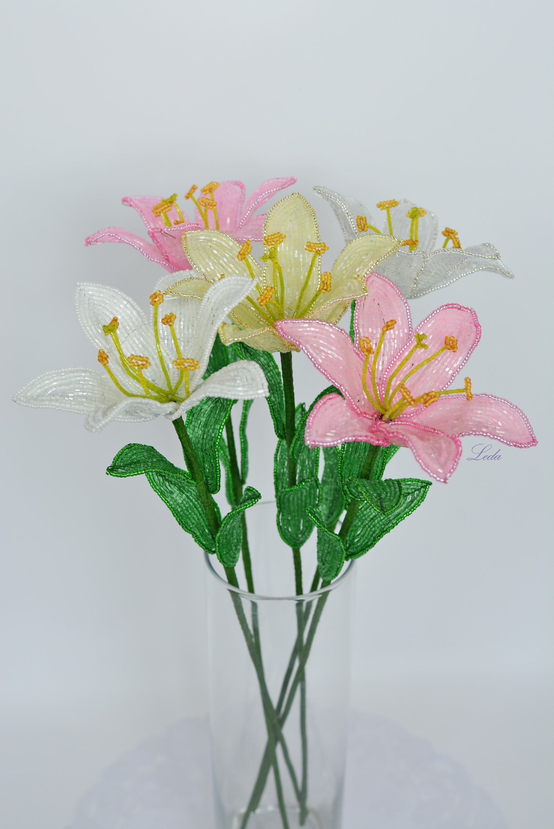 Beaded Lily French Beaded Flowers Lily Branch Garden Lily - Etsy UK