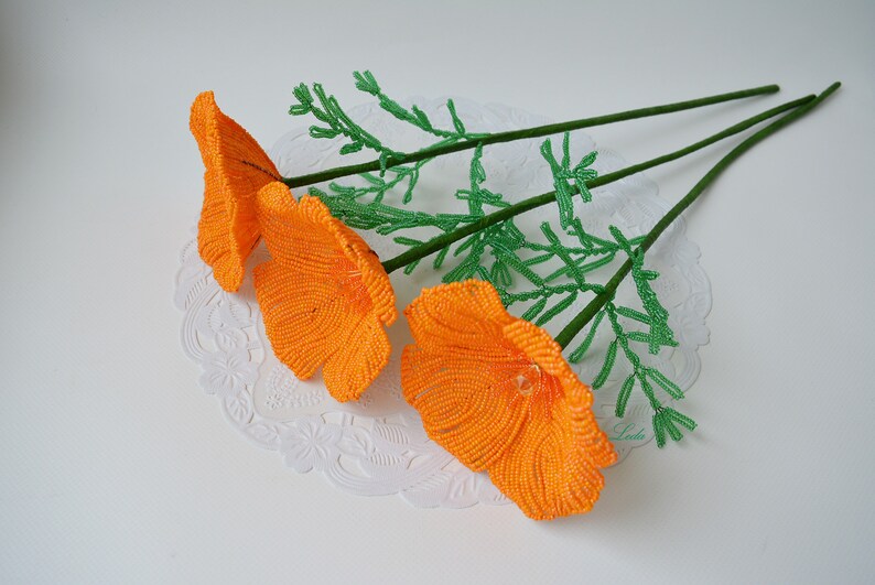 Bouquet of Poppies French Beaded Flowers California Poppies - Etsy