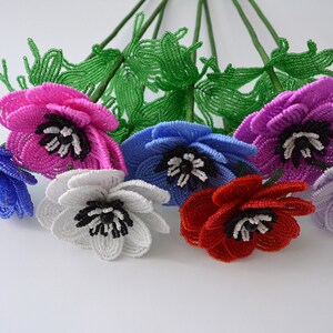 Beaded Flowers Anemone Wild Flowers Bouquet Field Flower - Etsy