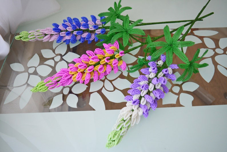 French Beaded Flowers Lupine of Beads Wild Flowers Flowers - Etsy