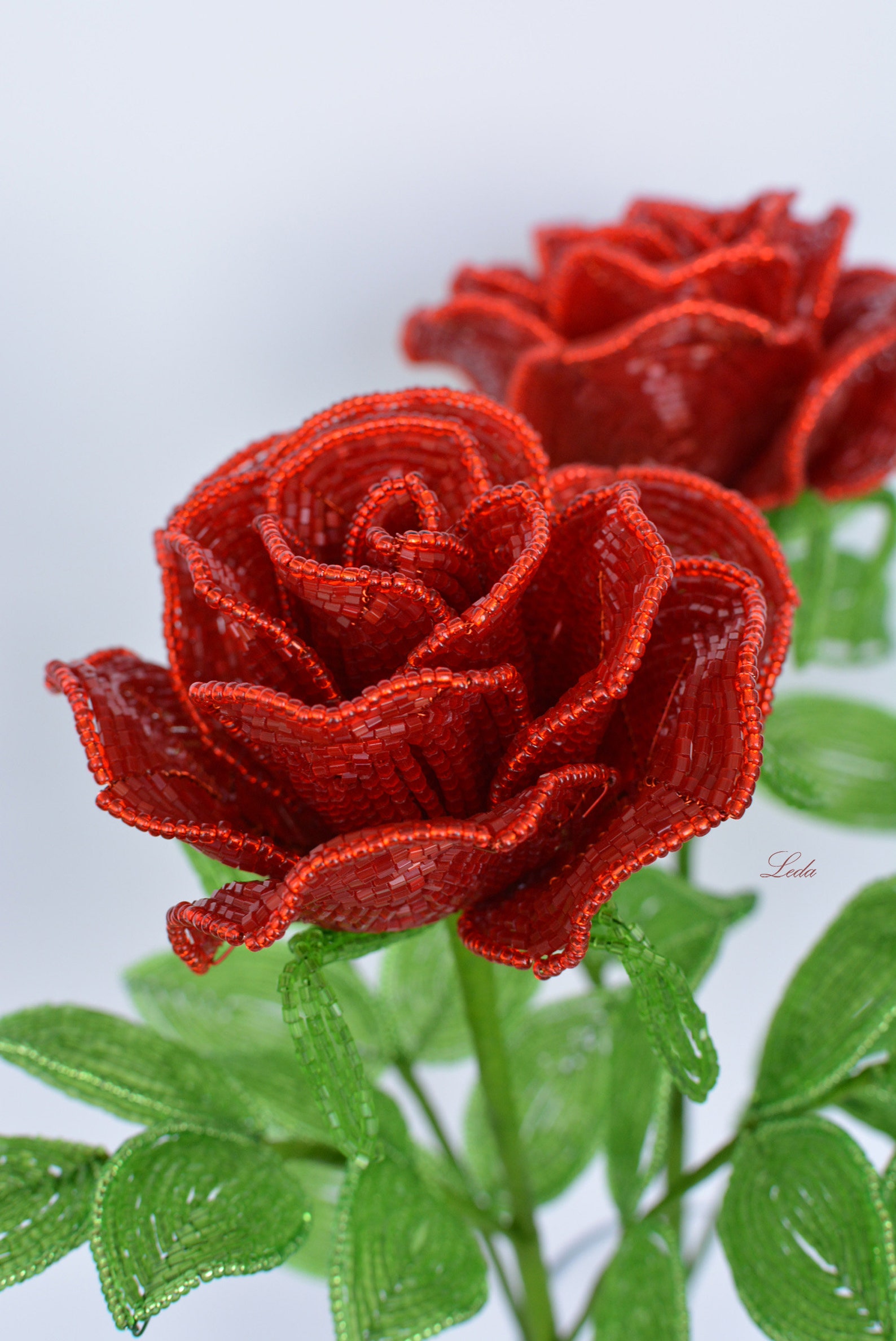 Beaded Rose French Beaded Flowers Stem Red Rose Eternal - Etsy