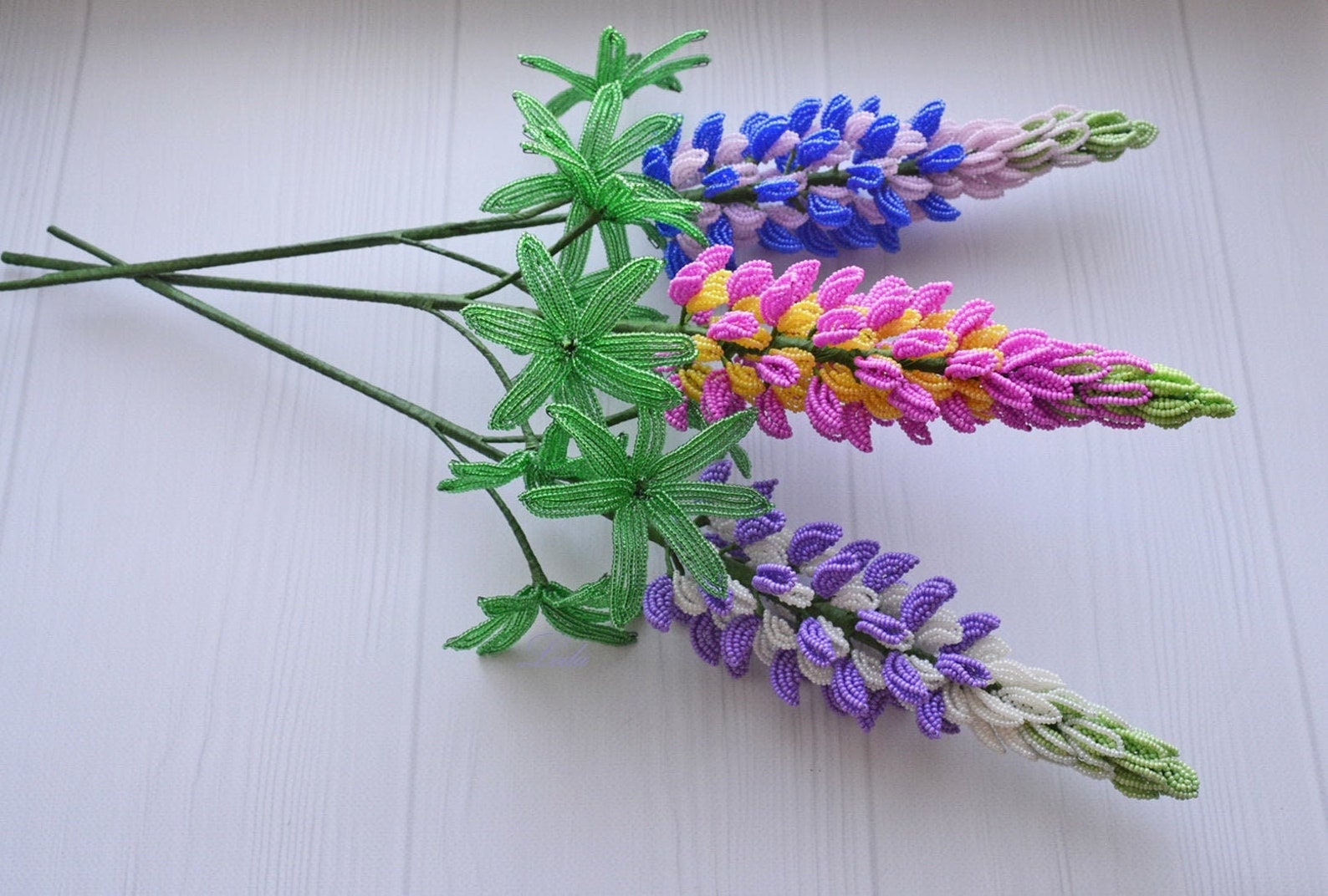 French Beaded Flowers Lupine of Beads Wild Flowers Flowers - Etsy