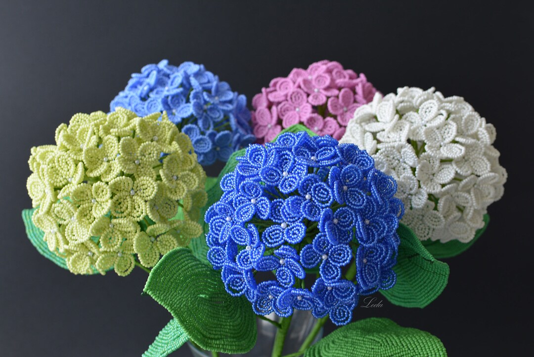 Beaded Flowers Hydrangea, French Beaded Flowers, Flower for Decor Vase ...