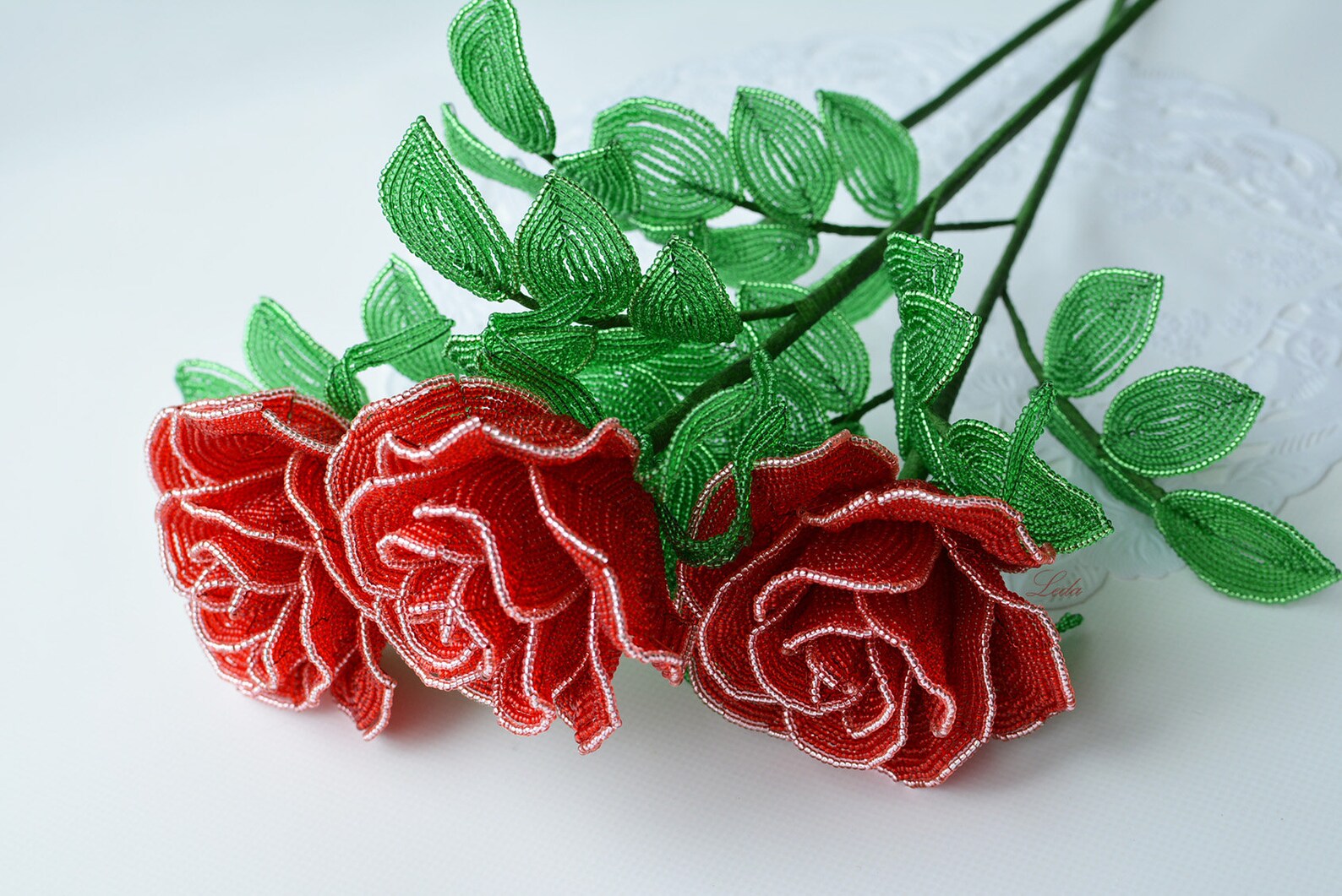 Beaded Rose French Beaded Flowers Beaded Roses Flowers in a - Etsy