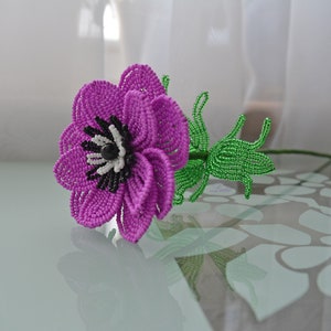 Beaded Flowers Anemone, Wild Flowers Bouquet, Field Flower, Anemones of ...
