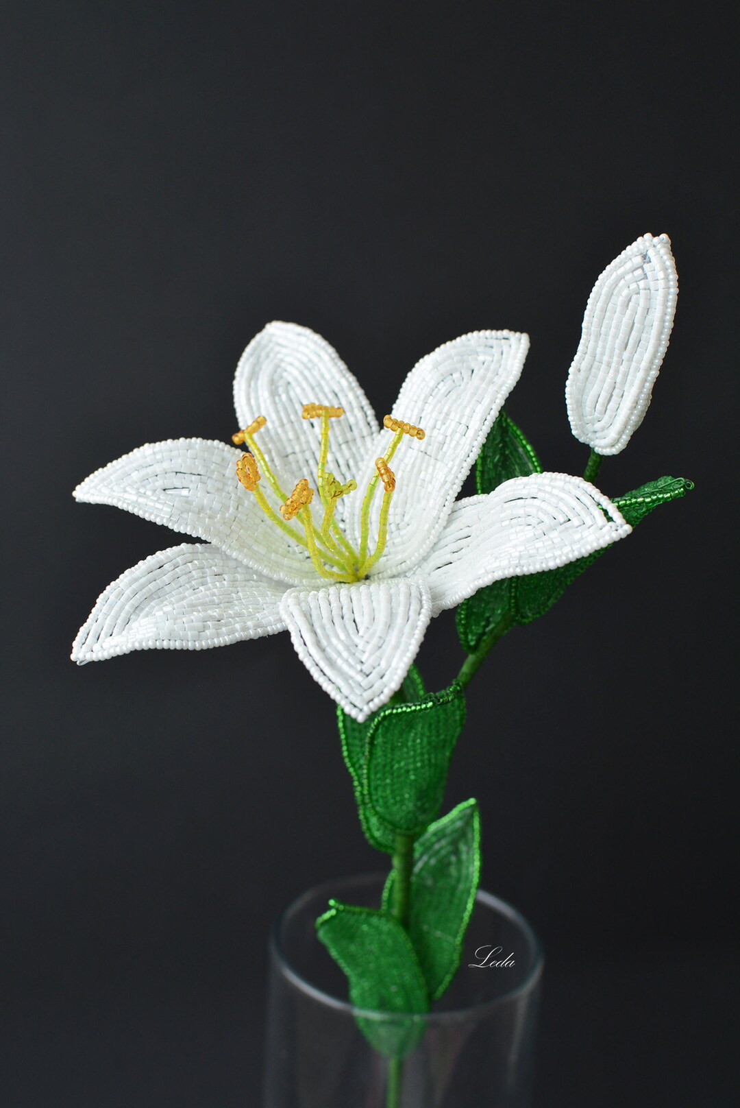 Beaded Lily, French Beaded Flower, Pink Lily, White Lily Branch, Easter ...