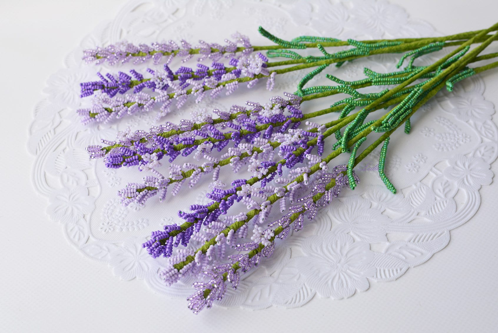 Set of 9 Lavender Stems Beaded Flowers Provence Style - Etsy UK