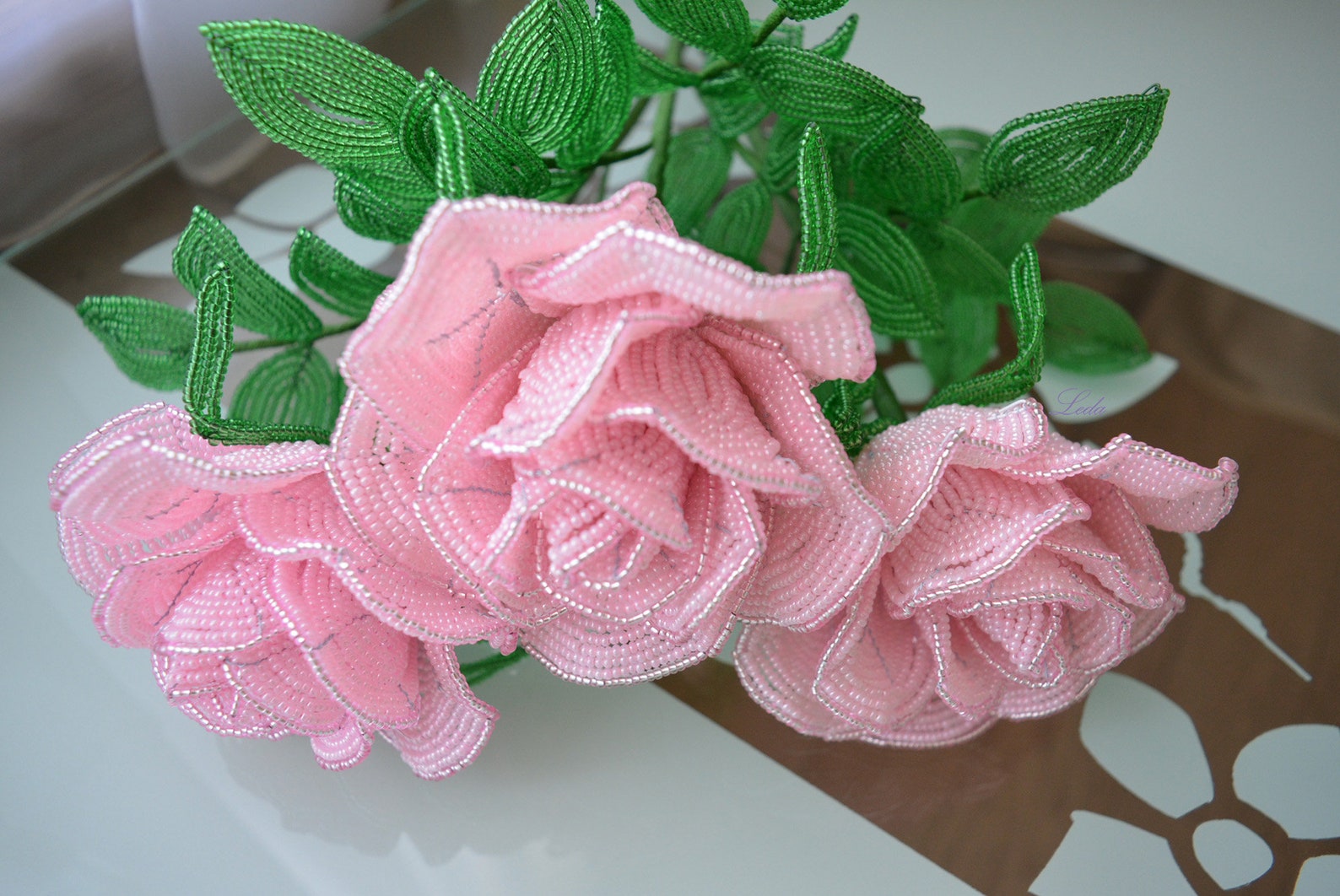 Bouquet of 3 Beaded Roses Beaded Flowers Beaded Roses | Etsy