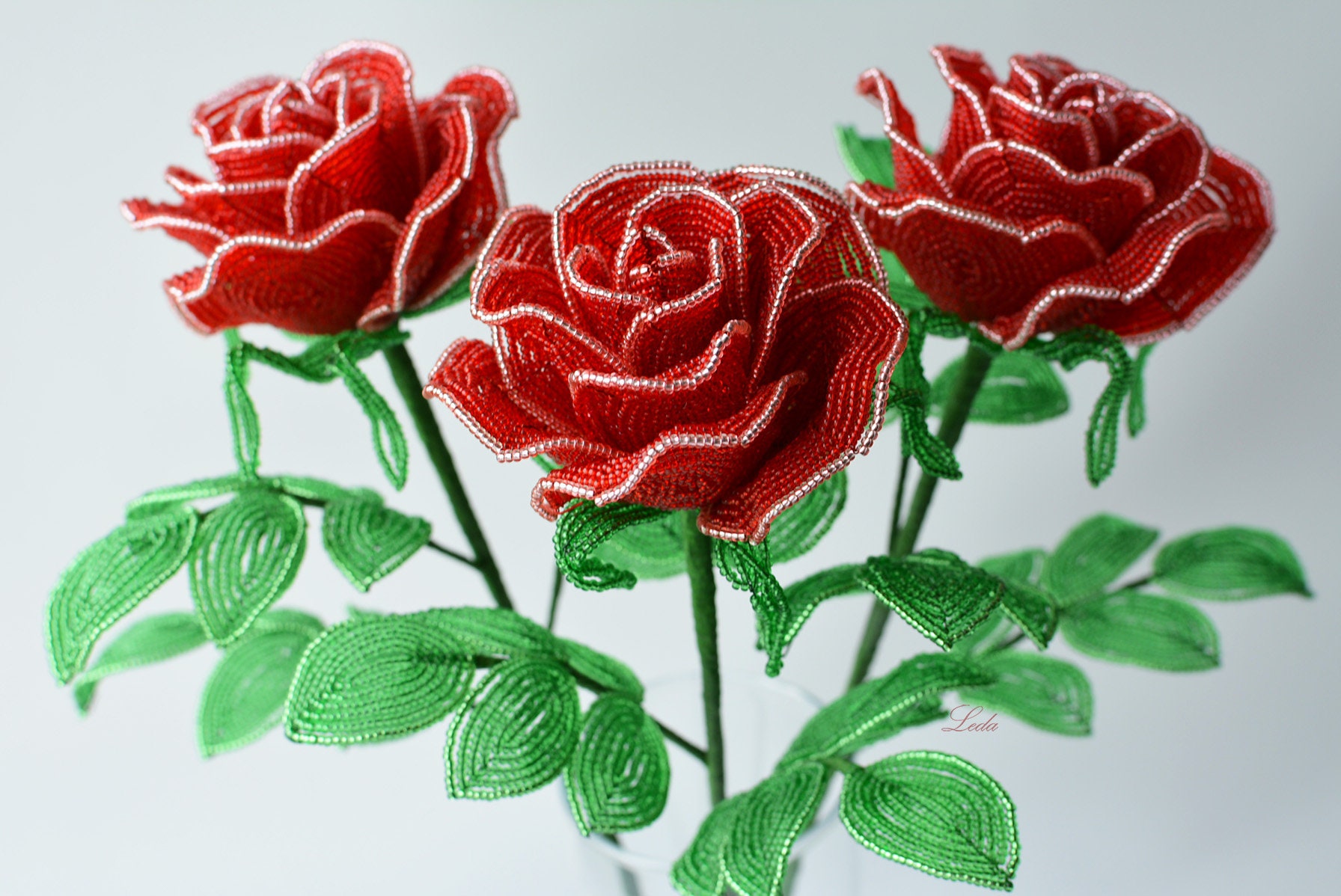 Beaded Rose French Beaded Flowers Beaded Roses Flowers in a - Etsy