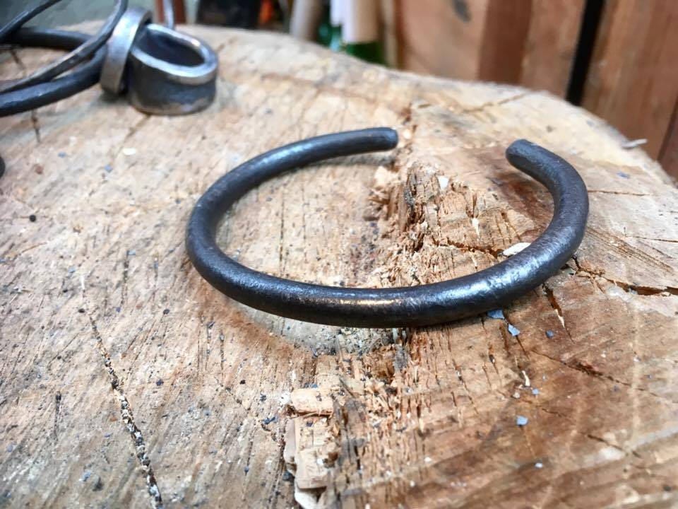 Hand Forged Iron Bracelet | Etsy