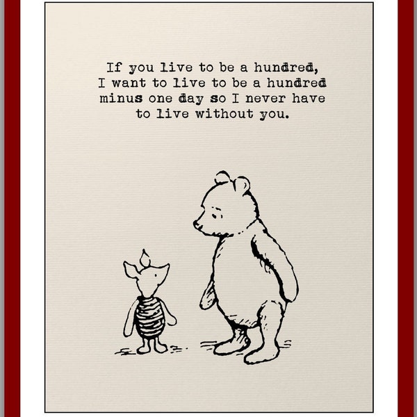 If You Live To Be 100 Winnie The Pooh Print Etsy Canada