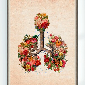 Floral Bronchial Tree Anatomy Poster Lungs Respiratory System Print ...
