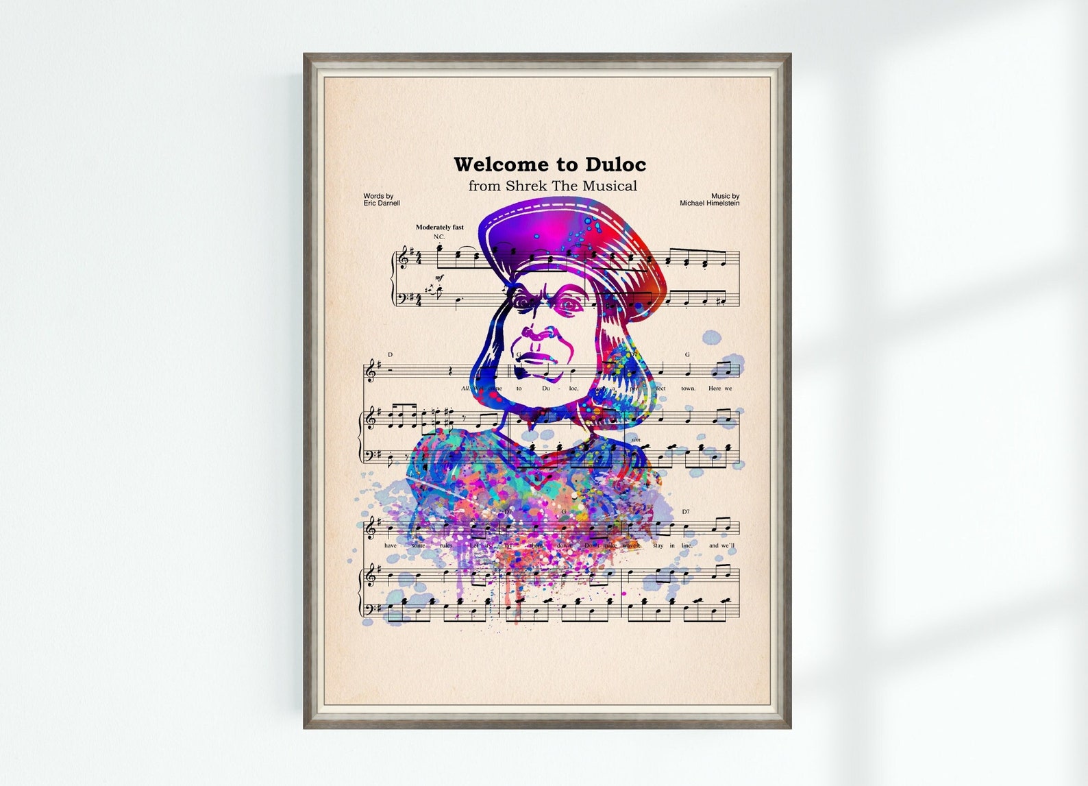 Shrek Musical Poster Farquaad Print Welcome to Duloc Music Sheet High ...