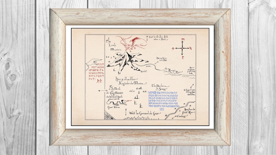 Thror's Map Poster the Lonely Mountain Smaug Thorin and Company Vintage ...