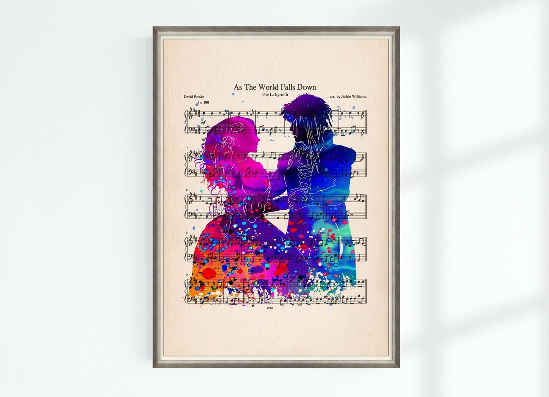 Labyrinth 1986 Poster Jareth and Sarah Musical Poster Music Sheet High ...