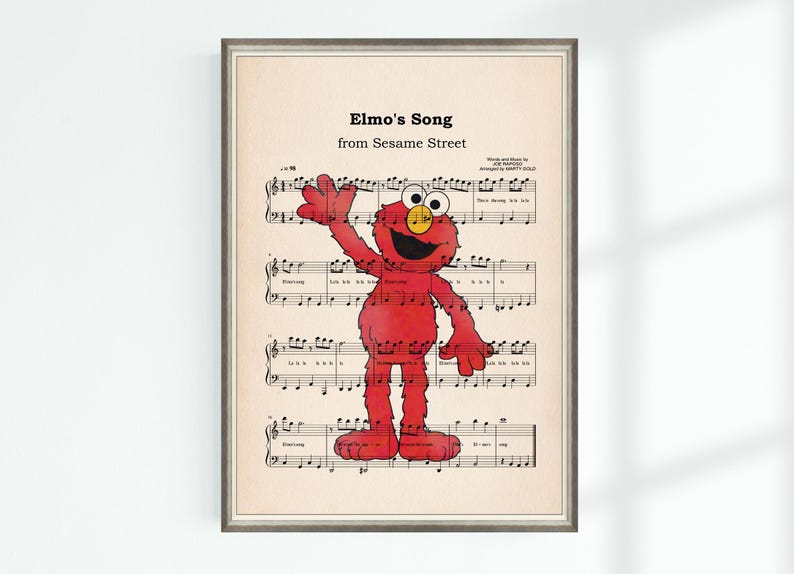 Pôster da Vila Sésamo, Partitura da Música do Elmo, Presente Musical ...