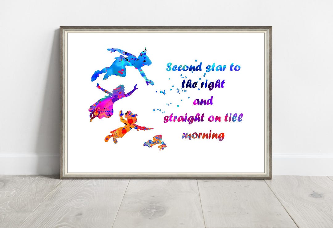 Peter Pan Quote Poster Second Star to the Right and Straight on Till ...