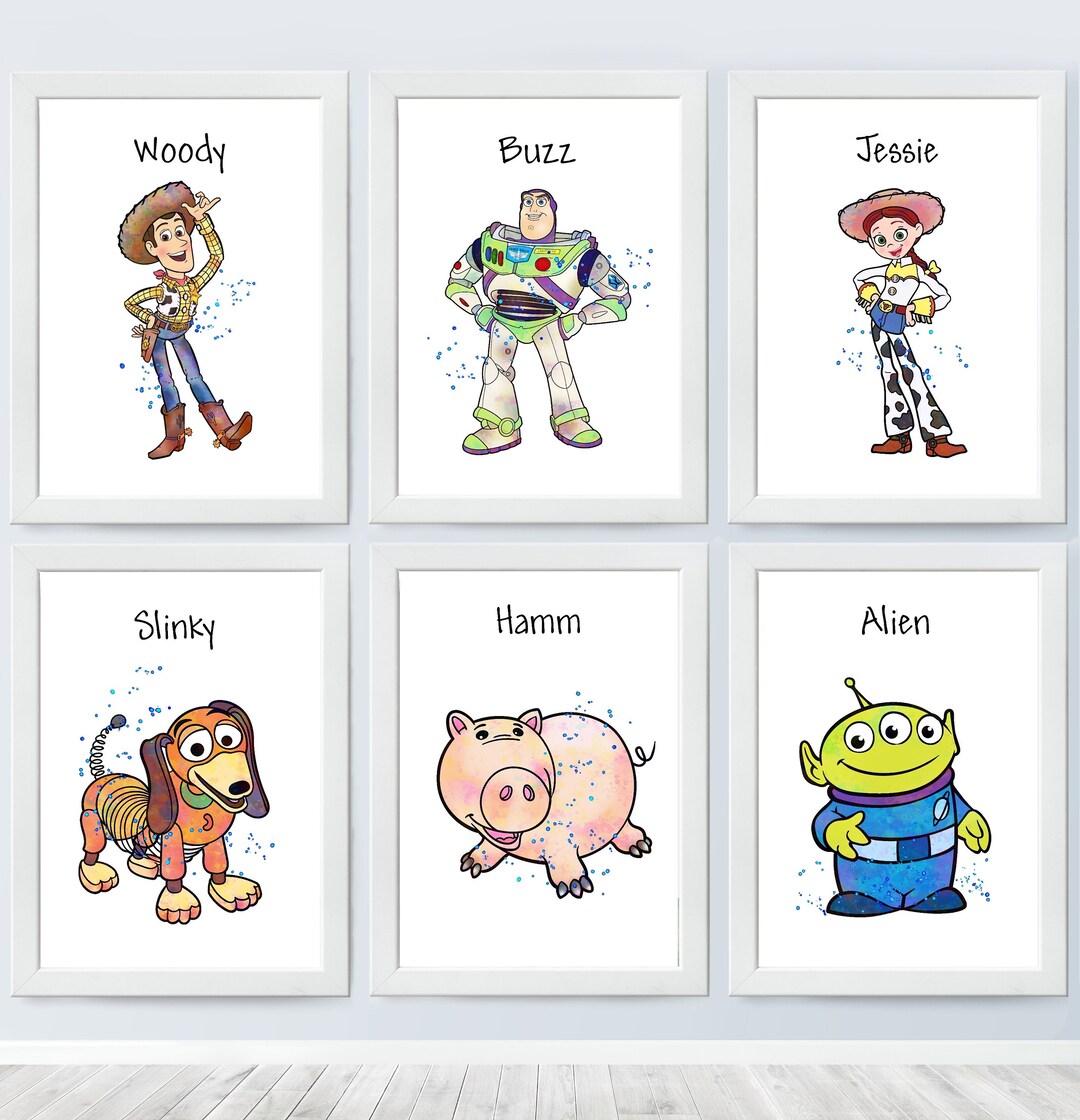 Toy Story Set of 6 Woody Buzz and Friends Poster Nursery Printable Baby ...