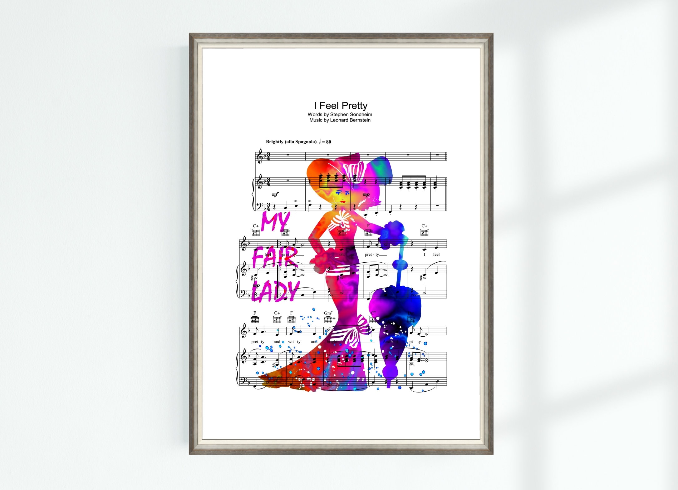 My Fair Lady Poster I Feel Pretty Musical Poster Music Sheet High ...