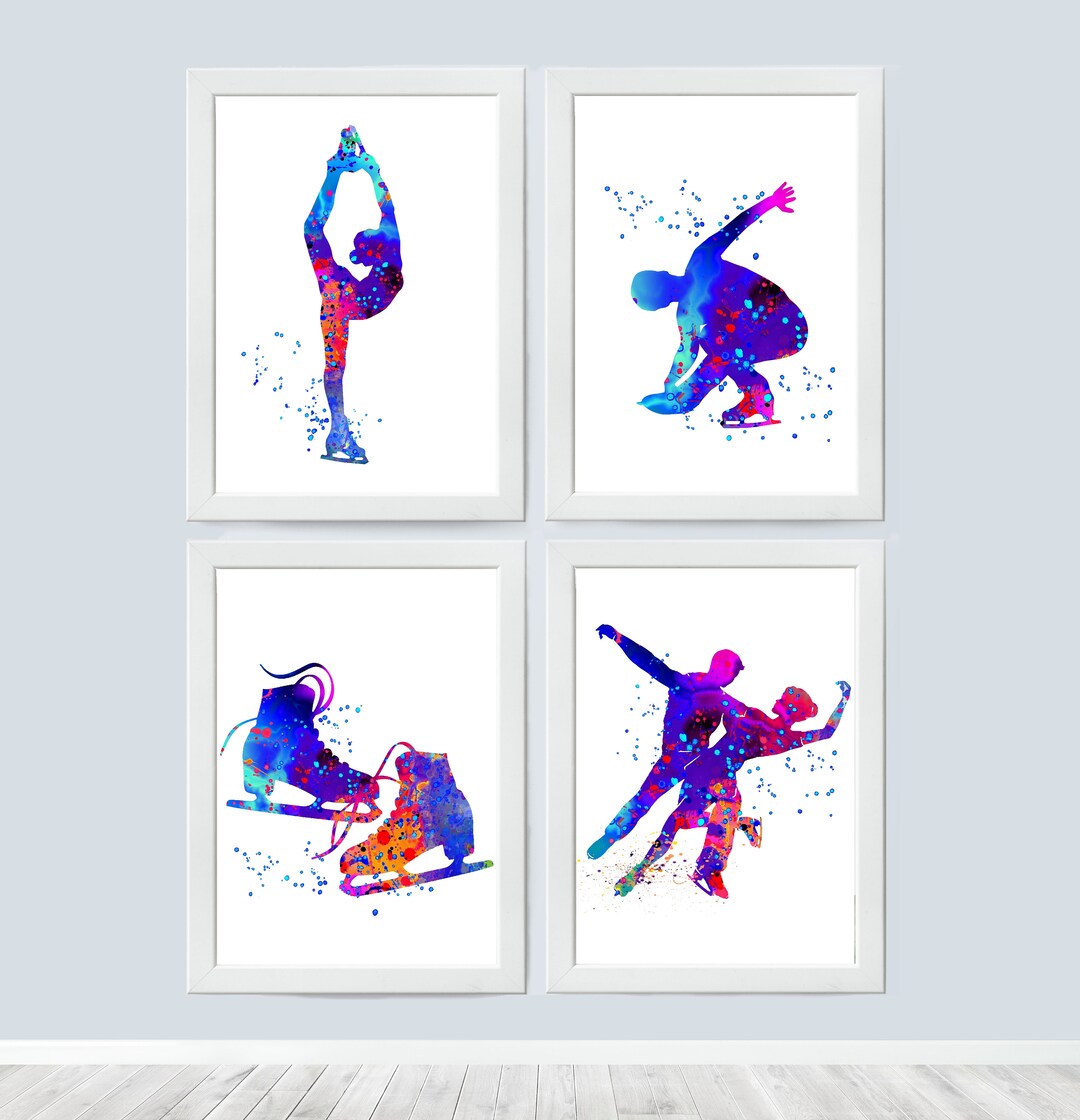 Figure Skating Set of 4 Wall Art Poster Kids Sport Nursery Print ...