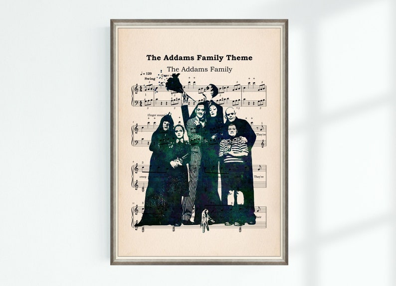 Addams Family Poster Addams Family Theme Music Sheet Musical Art Wall ...