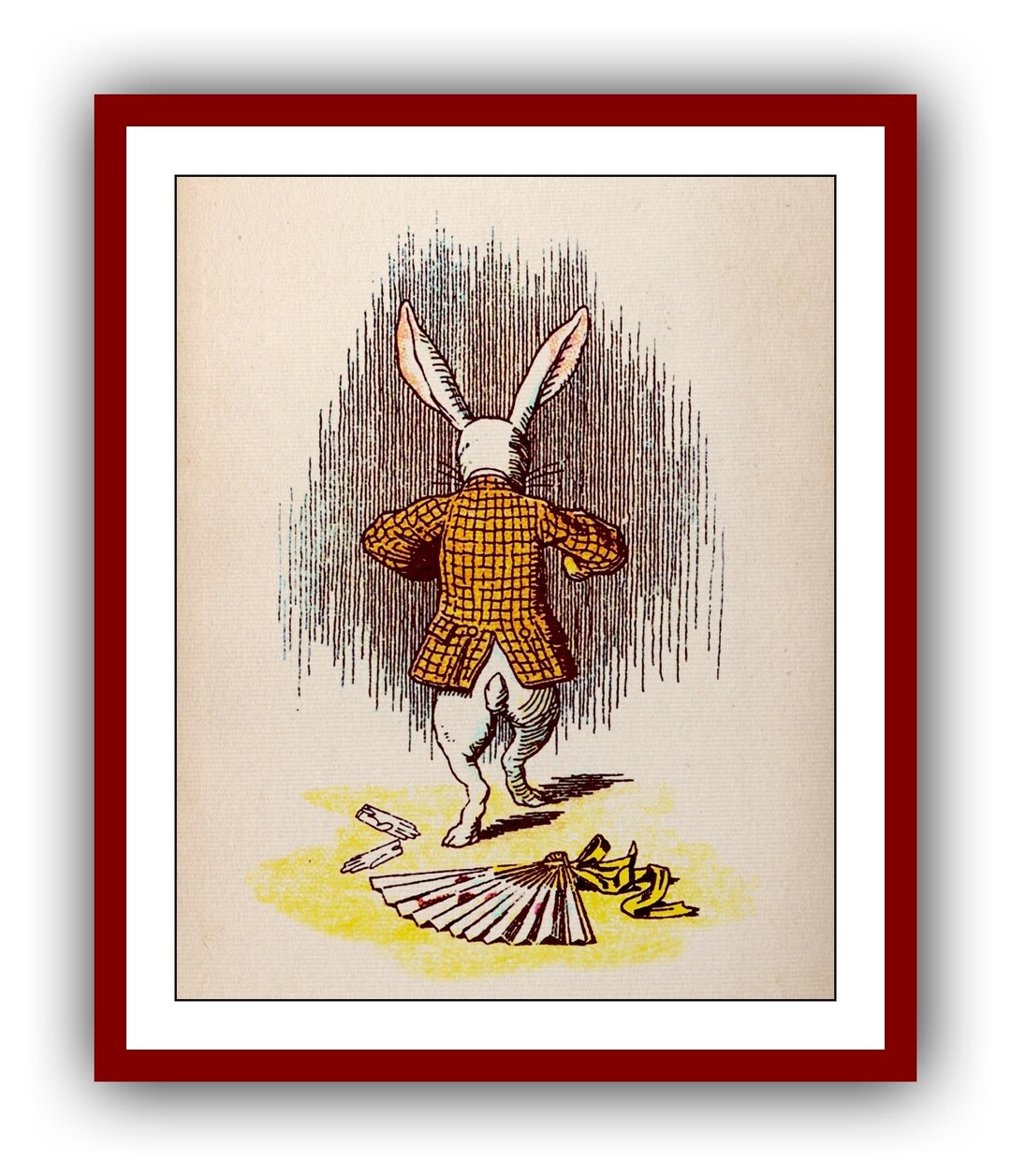 Alice in Wonderland White Rabbit Running Away Poster Classic Vintage ...