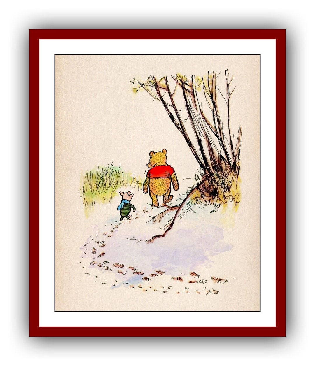 Winnie the Pooh and Piglet in the Forest Winnie the Pooh Poster Color ...