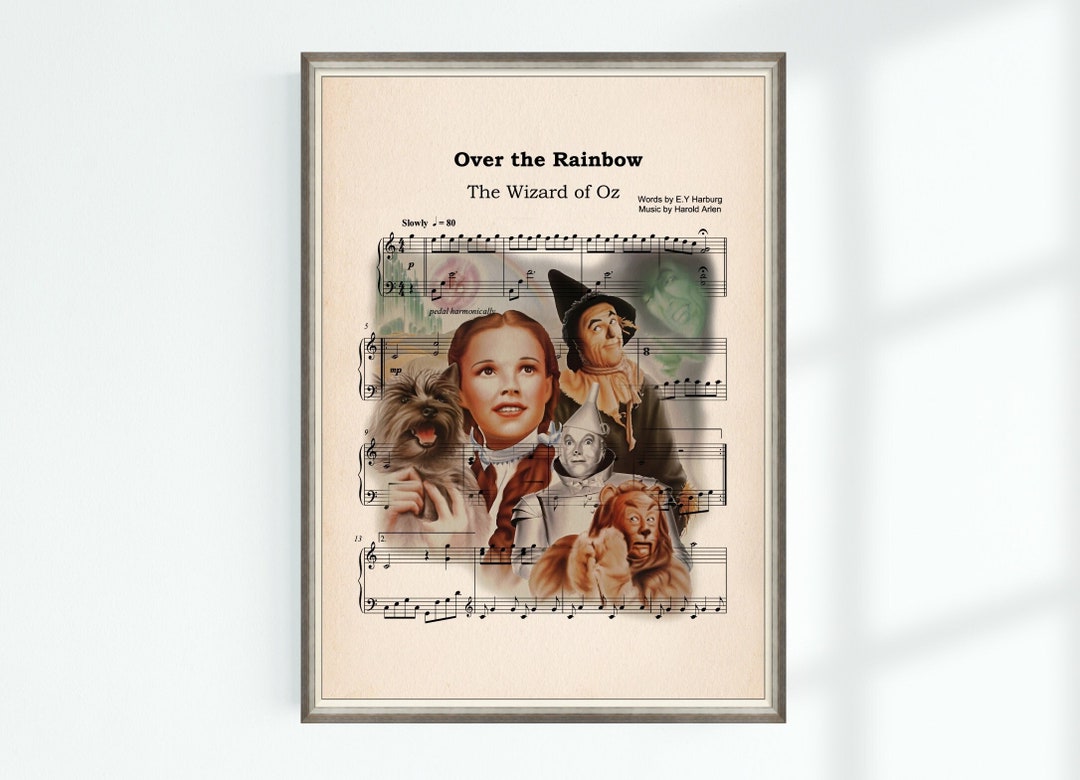 Wizard of Oz Musical Poster Over the Rainbow Music Sheet Wall Art Print ...