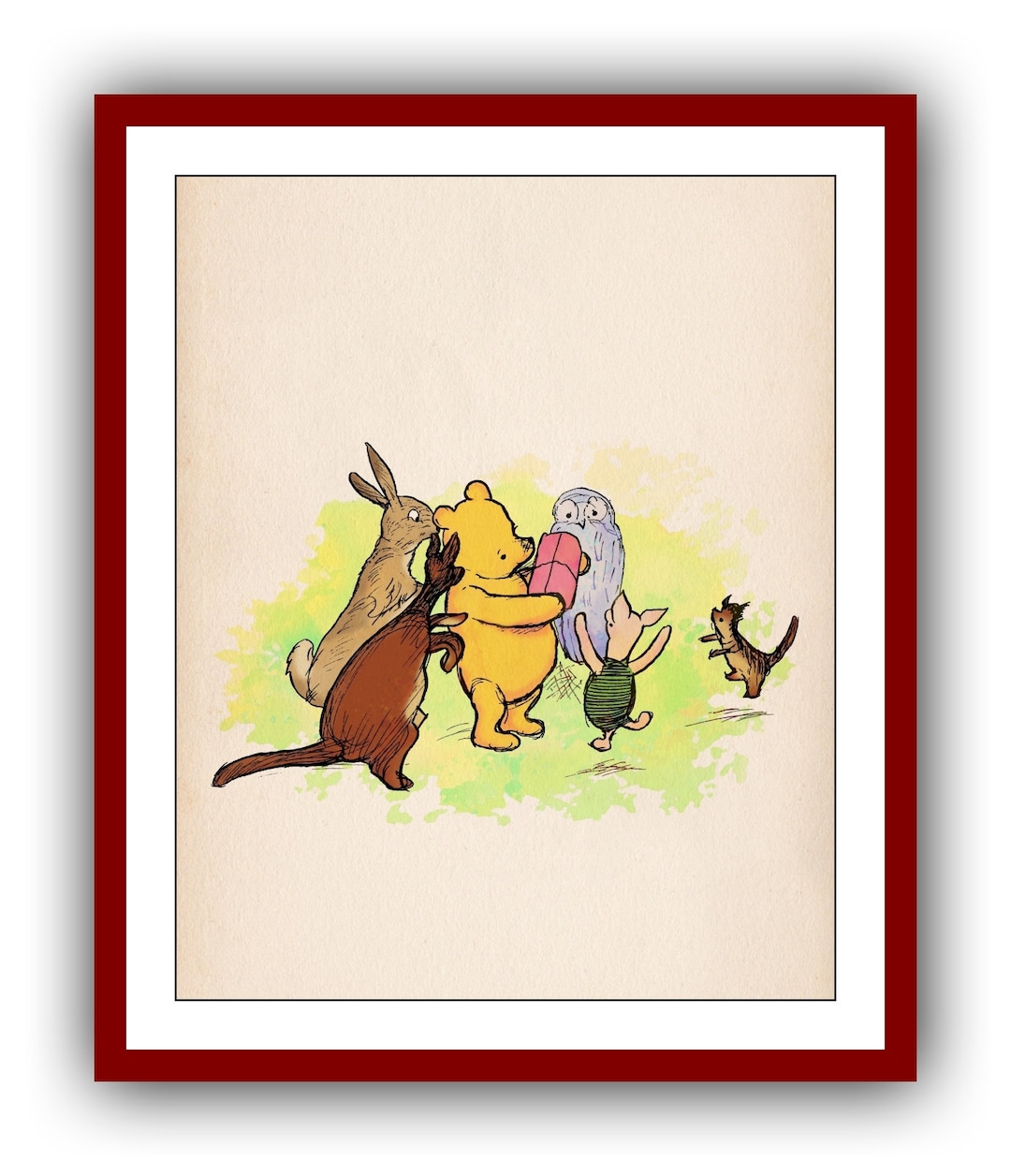 Winnie the Pooh and Gift Winnie the Pooh Poster Color Vintage Classic ...