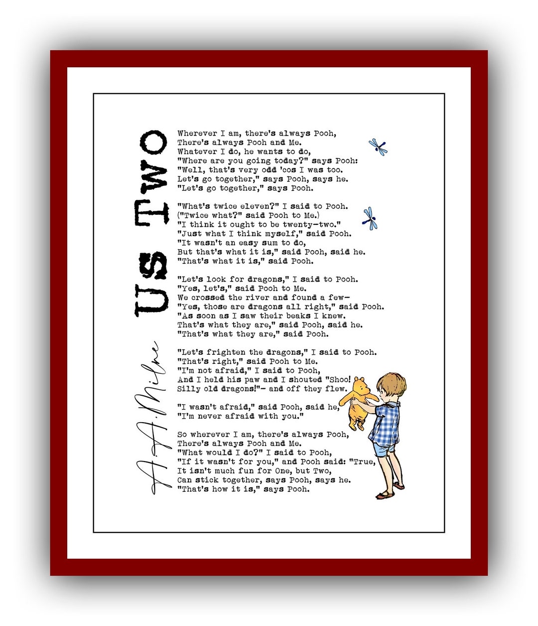 Us Two Poem A.a.milne Famous Poem ... Winnie the Pooh Poster Classic ...