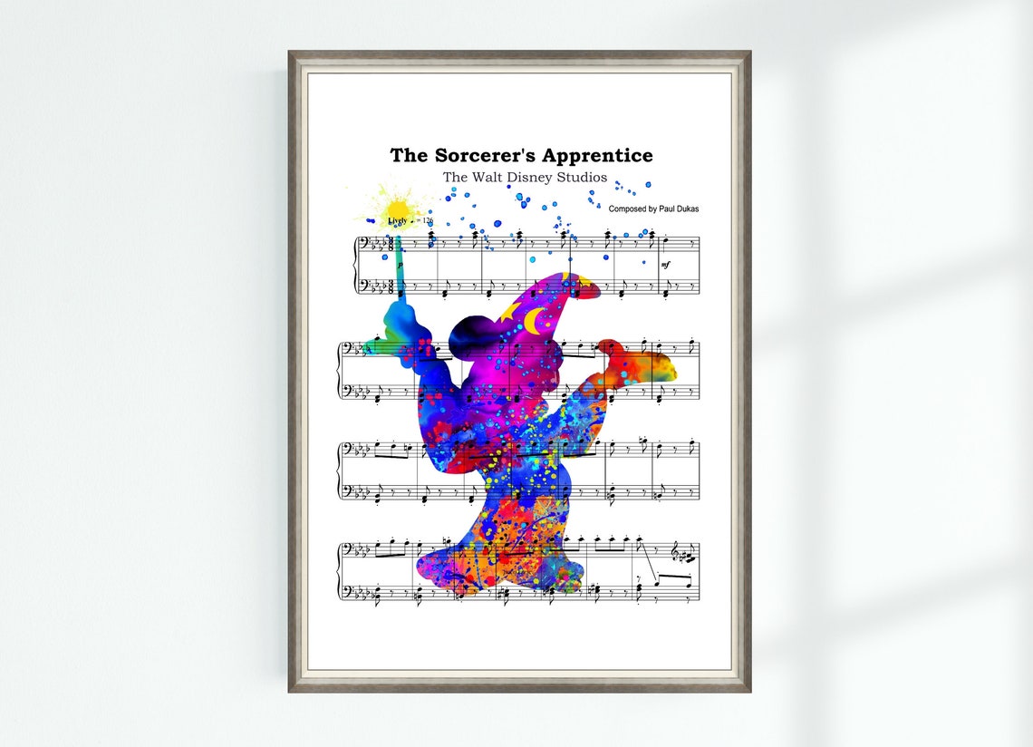 Mickey Mouse Musical Poster the Sorcerer's Apprentice Music Sheet High ...