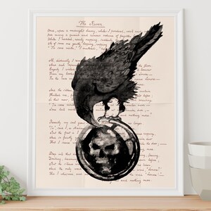 Edgar Allan Poe Poster the Raven Poem Original Handwriting Edgar Allan ...