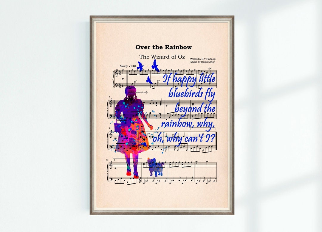 Wizard of Oz Poster Watercolor If Happy Little Bluebirds Fly Beyond the ...