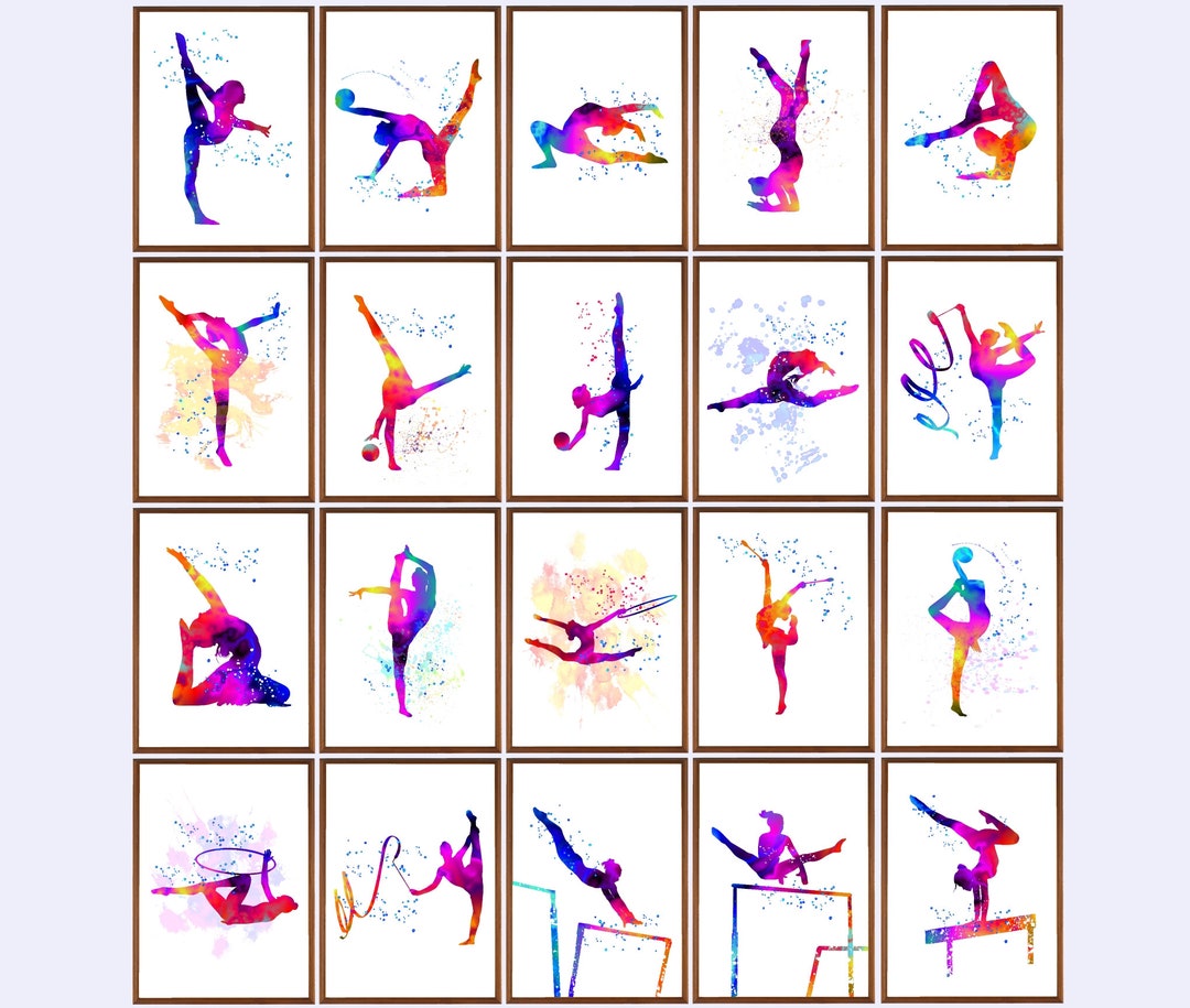 Set of 20 Girl Gymnastics Wall Art Poster Kids Sport Nursery Print ...