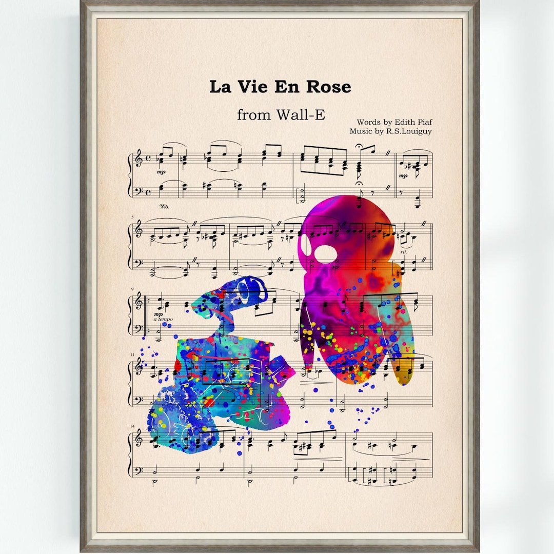 Wall-e Poster La Vie En Rose Music Sheet Musical Art Wall Decor Print ...