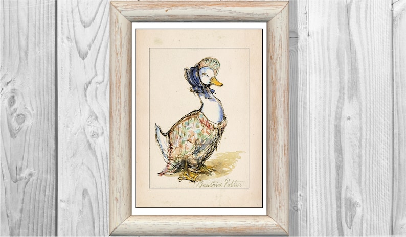 Jemima Puddle Duck Beatrix Potter Pencil Drawing Character Illustration ...