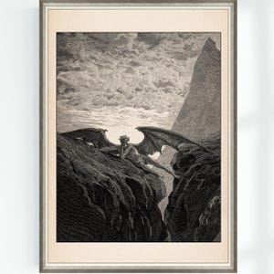 Impresión de ángel caído de Lucifer, el Paraíso Perdido, Gustave Doré ...