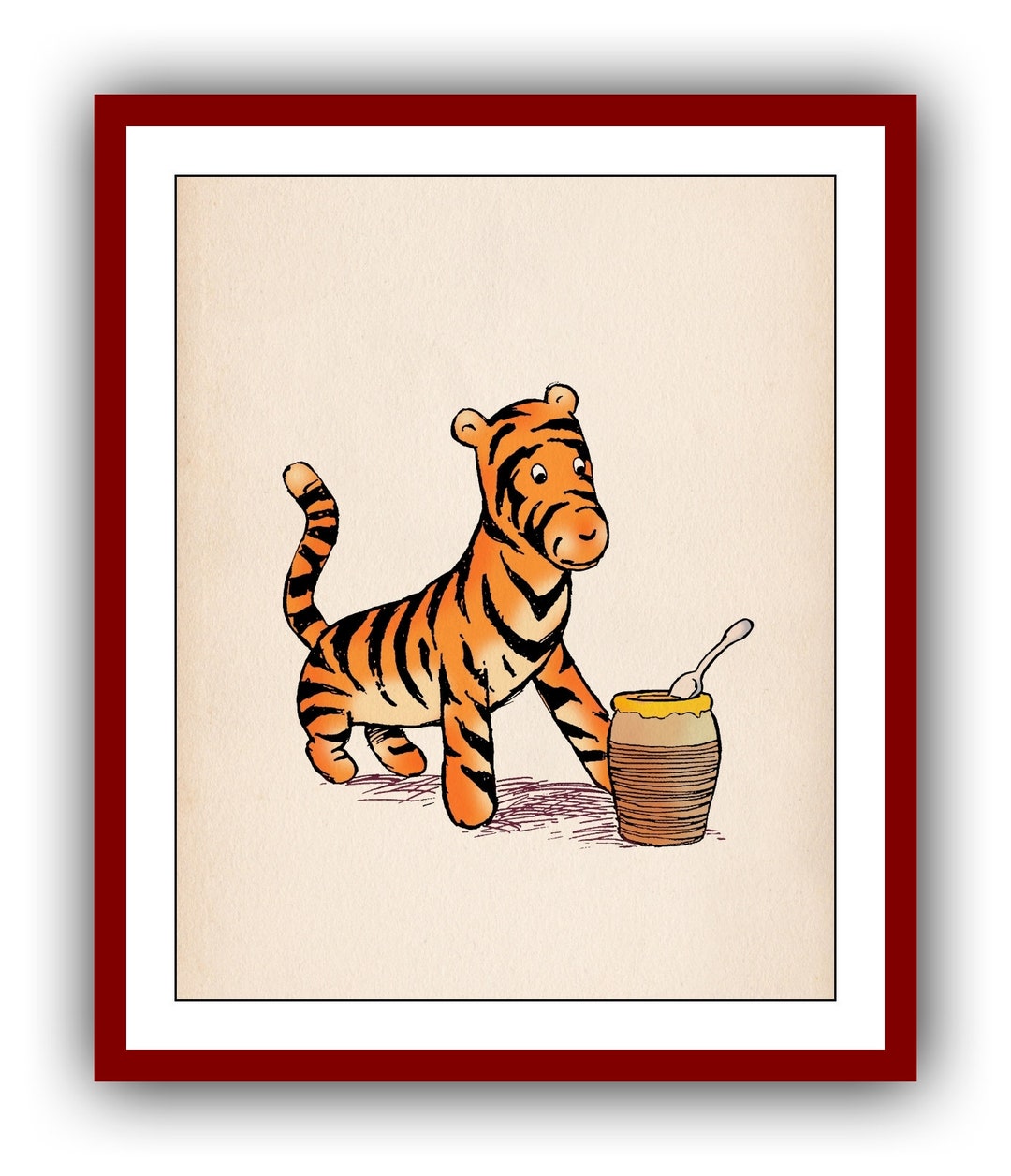 Tigger Print Winnie the Pooh Poster Color Vintage Classic Poster ...