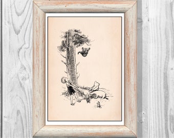 Winnie the Pooh and Christopher Robin Balloon Poster Classic Vintage E ...