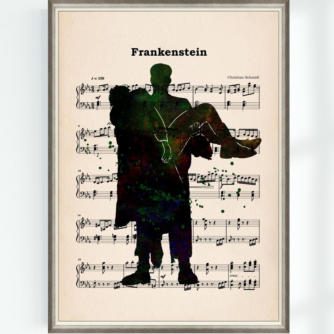 Monster and Victor Frankenstein Poster Frankenstein Music Sheet High ...